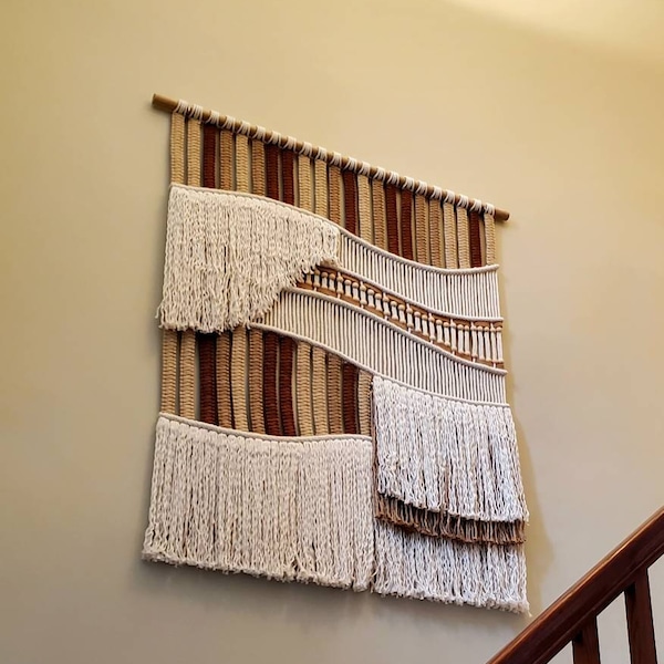32"x39" KNITKNOT - Nubes | Fiber Art Sculpture, Knotted Wall Tapestry ...