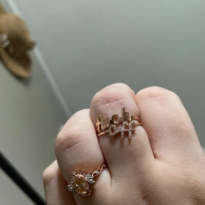 10K,14K,18K Gold Symbol Ring, Gold Signet Ring, Heart Ring, Open Circle ...