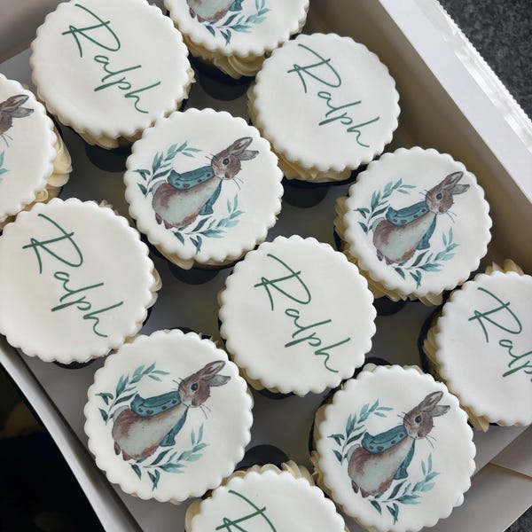 Cupcake Toppers - Personalised Edible Icing Discs 2" (50mm), 1.5" (38mm ...