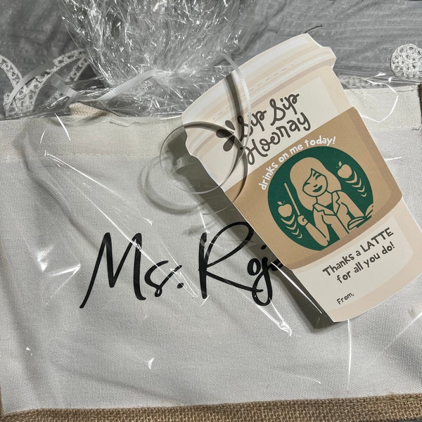 Coffee Drink TEACHER APPRECIATION Gift Card Holder Thank You Printable ...