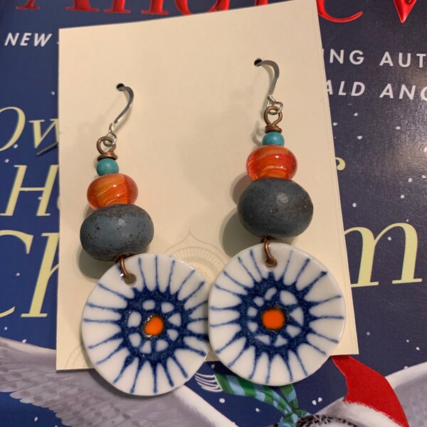 Ethnic Earrings, Copper Earrings, Lampwork Bead Earrings, Red Purple ...