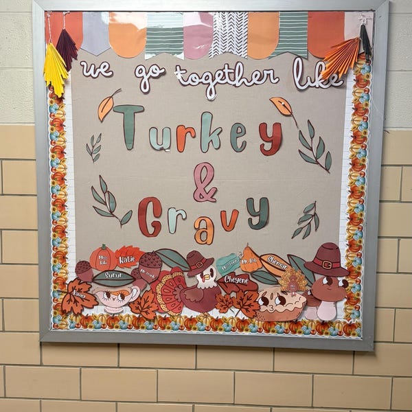 Thanksgiving Bulletin Board Kit Groovy November Bulletin Board Fall ...