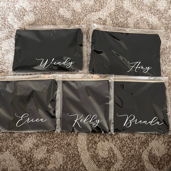 MAKEUP BAG, Personalized Pouch, Minimalist Customized Text Print ...