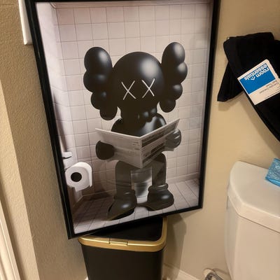 Kaws Cleaning Washroom Poster, Washroom Reminder Poster, Hypebeast ...