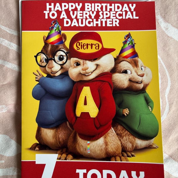 Personalised Alvin Card Birthday Unofficial Chipmunks Simon Theodore ...