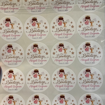 Baptism Stickers in English or Spanish Digital File Girl - Etsy