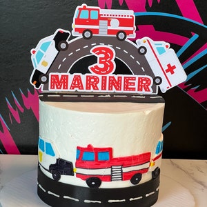 Personalized Rescue Vehicle Cake Topper, Emergency Vehicle, Fire Truck ...