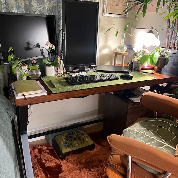 Felt Desk Mat Green, Custom Size Desk Pad Green, Felt Extended Mouse ...