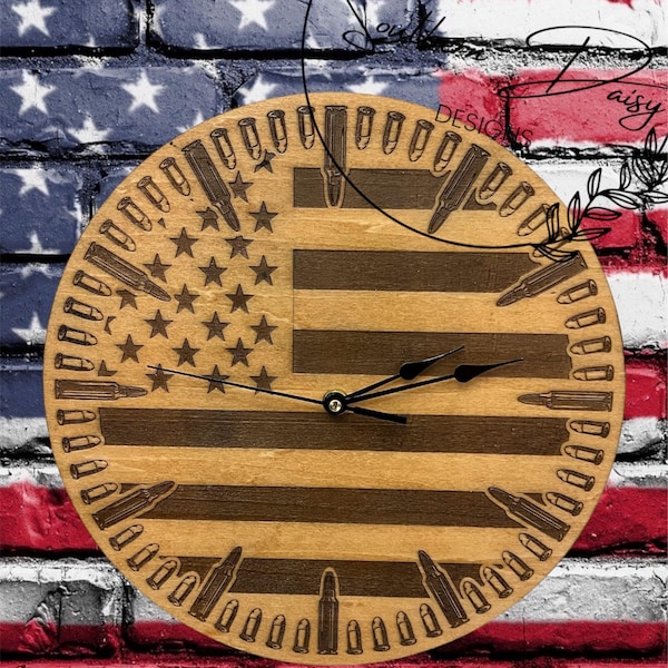 Bullets W/ American Flag Clock SVG for Laser, Xtool, Glowforge - Etsy