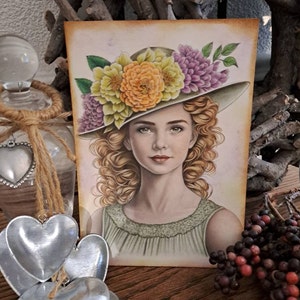 Coloring Page Beautiful Vintage Girl / Printable Adult Women - Etsy