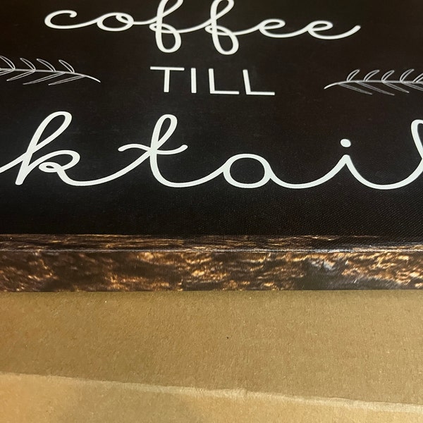 Coffee Till Cocktails Sign | Coffee Bar Sign Canvas Art | Coffee Decor ...