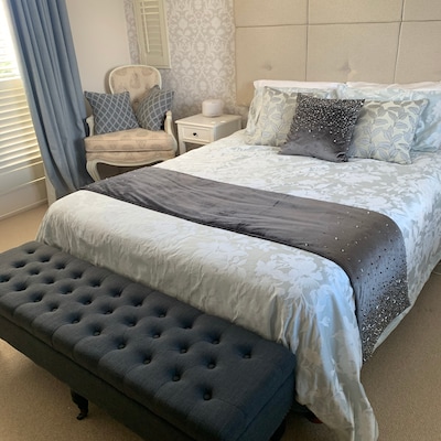 Charcoal Grey Antique Silver Bed Runner Set Luxury Contemporary Modern ...