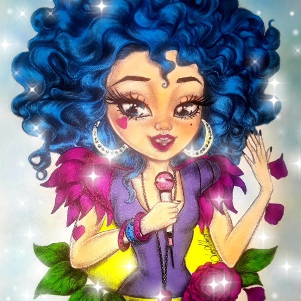 Superstar Premium Coloring Page Grayscale Illustration for Grown Ups ...