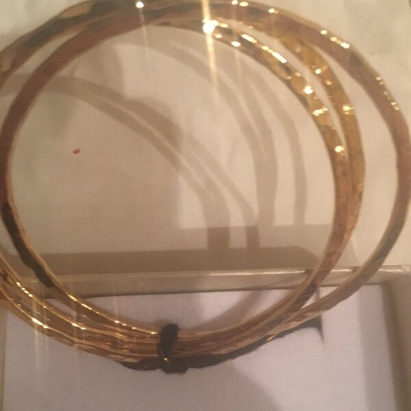 Trio Bangles Gold Handmade Bangle Rustic Bangle Stacking Bangle ...