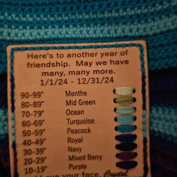 Leather Yarn Chart | Sew-on Temperature Blanket Tag | Color Chart ...