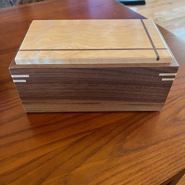 Wood Box / Wooden Box With Lid / Hand Crafted / Keepsake Box / Black Ash and Walnut / Jewelry ...