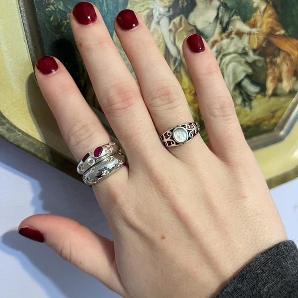 Mixed Birthstone Dome Ring by Caitlyn Minimalist • Chunky Art Deco ...