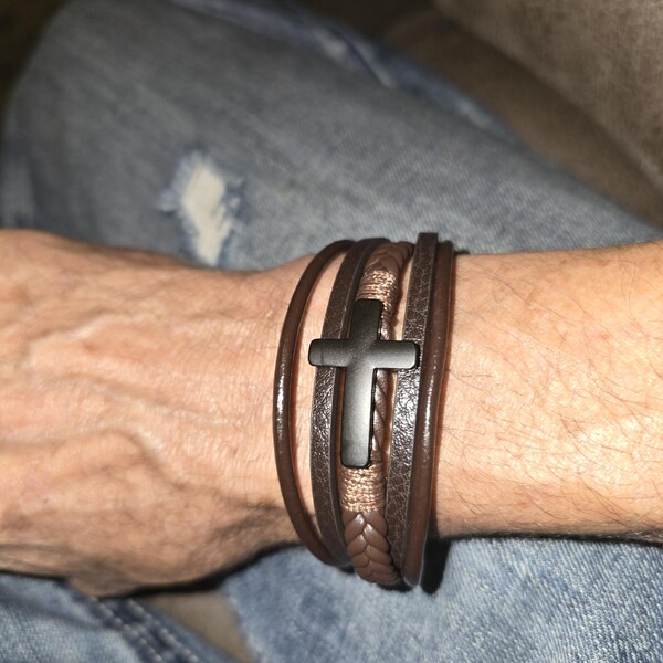 Gold Cross With Adjustable Chainmail Band Crusader Bracelet, Free Gift ...