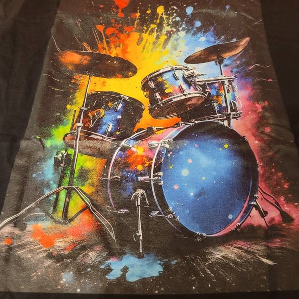 Drum Kit T Shirt - Colourful Graffiti T Shirts - Music Instrument ...
