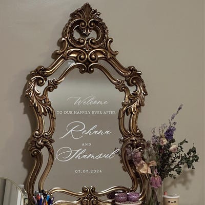 Wedding Welcome Sign Customizable Names Mirror, Acrylic, Cardboard ...