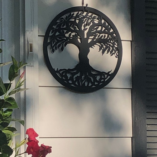 Tree of Life Metal Sign - Family Roots Round Steel Wall Art ...