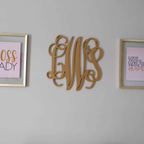 Gold Monogram - Wall Hanging - Wall Letters - Custom Painted Monogram ...