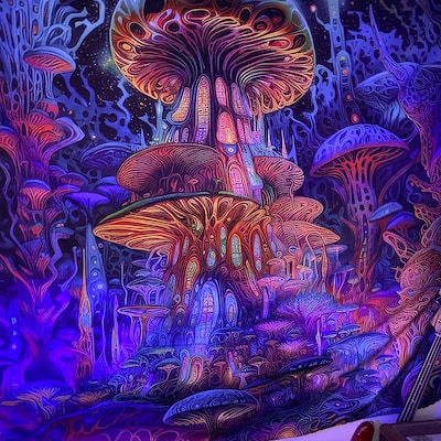 Psychedelic Mushroom Tapestry, Trippy Wall Tapestry, Psychedelic ...
