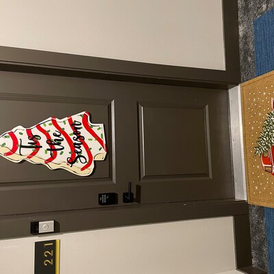 Tis the Season Christmas Tree Cake Door Hanger Little Debbie Front Door ...