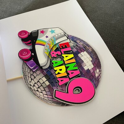 Luxury 2D Cake Topper Personalised. Double Layered Glitter, Mirror ...