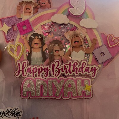 Girl Roblox Cake Topper, Girl Roblox Theme Birthday Party, Roblox Girl ...
