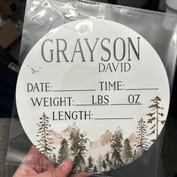 Mountain Birth Stat Sign, Baby Birth Stat Sign, Hospital Bassinet Sign ...