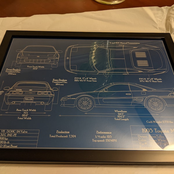 Personalized Custom Car Schematic Laser Engraved on Anodized Aluminum ...