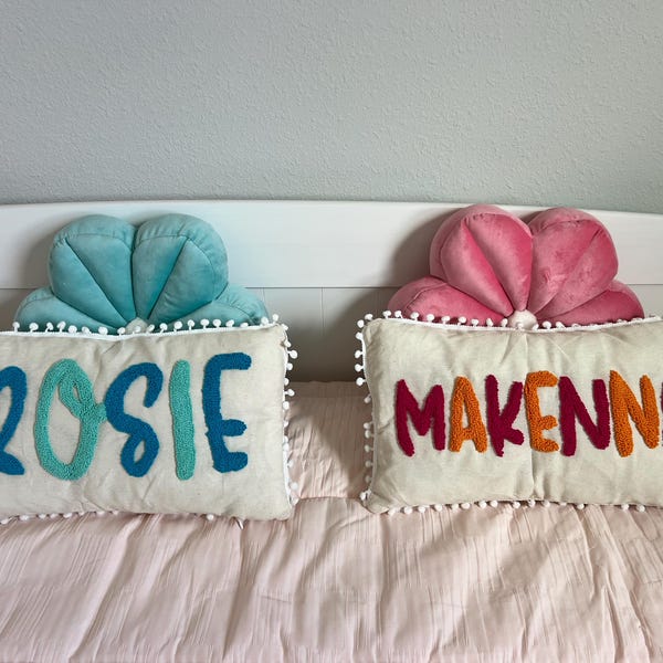 Personalized Name Punch Needle Pillow, Baby Shower Gift, Toddler ...