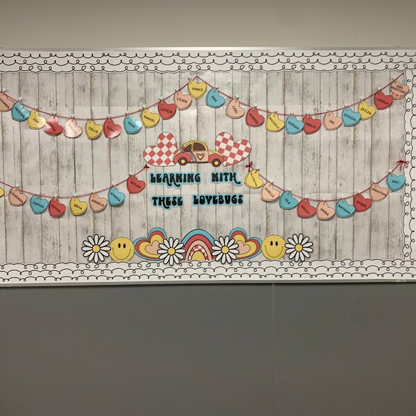 Groovy Valentine's Day Bulletin Board | Retro February Bulletin Board ...