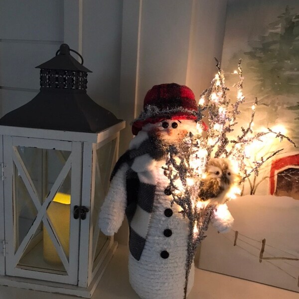 Snowman Doll, "sheryl", 9" Snowman, Burgundy, Snowman Decor, Snowman ...