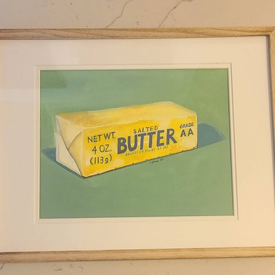 Two Sticks of BUTTER PRINT, Salted Butter Giclee in Wrapper, Funky ...