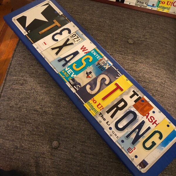 TEXAS STRONG Custom Sign / License Plate Sign, Wood Sign, Hurricane ...