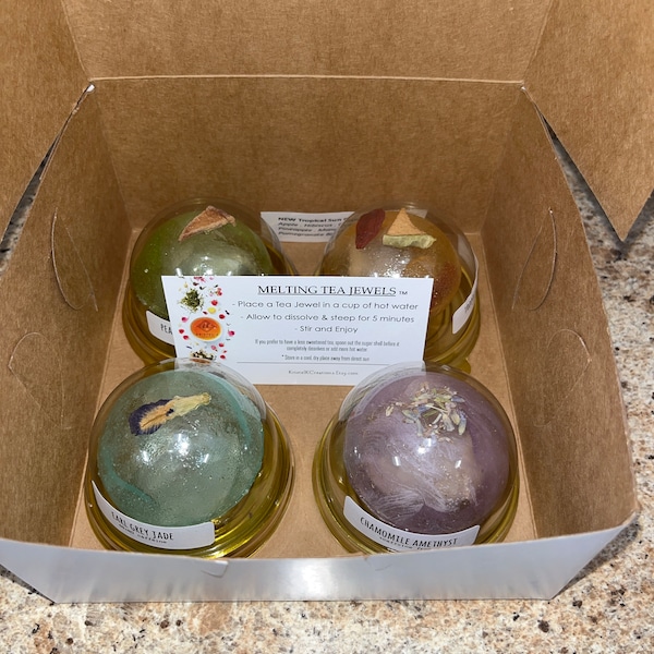 Melting Tea Jewels, Tea Bombs, Tea Lover Gift Set, Tea Gifts, Glass ...