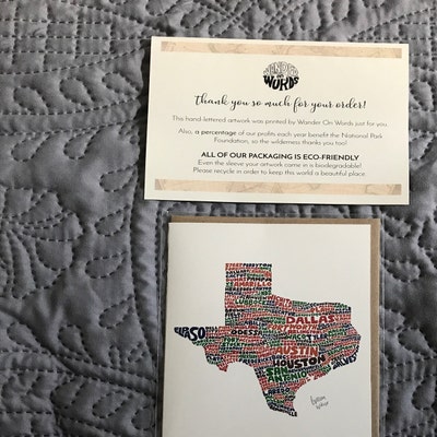 Hand-lettered Texas Card Texas Gift Texas Shape Texas - Etsy