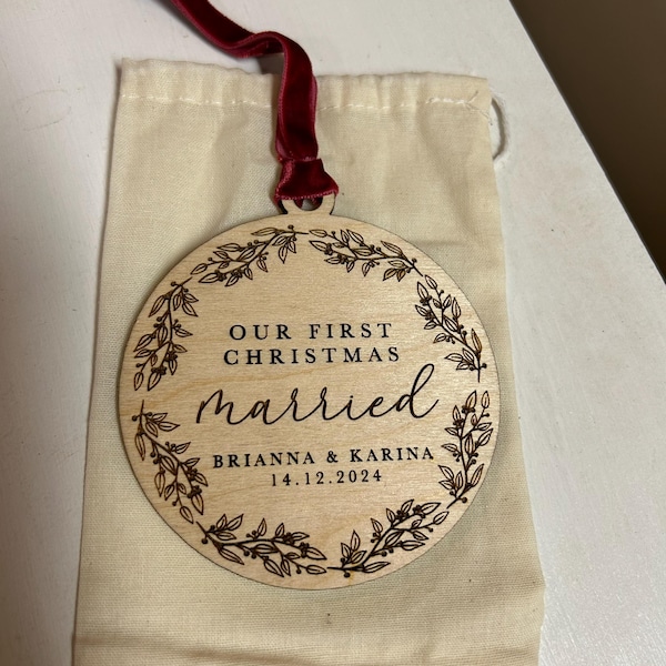 Personalized First Christmas Ornament: Engraved Newlywed Gift, Wedding ...