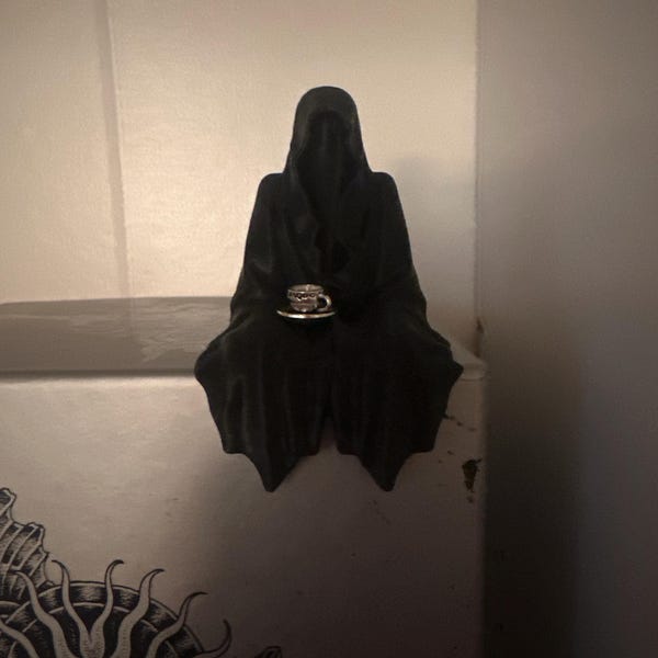 Grim Reaper Sitting Bookshelf Decor 3D Printed Death Figure Gift ...