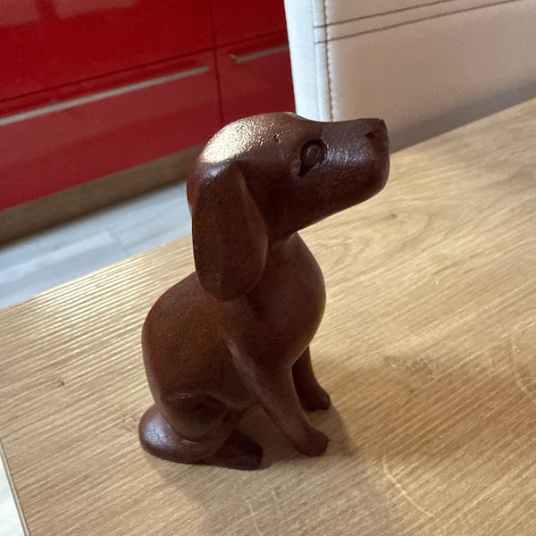 Wooden Dog Figurine, Animal Statue, Home Decor, Artwork, Animal ...