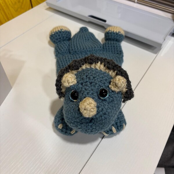 Crochet Triceratops Snuggler Pattern: Amigurumi Dinosaur Lovey (PDF ...