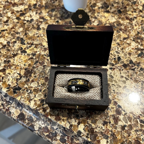 The Adventurer Burnt Whiskey Barrel Ring and Deer Antler Wedding Ring ...