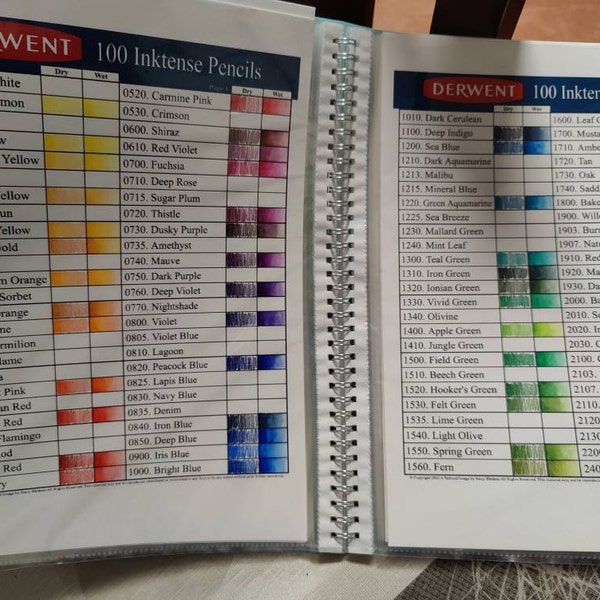 Derwent 100 Inktense Pencils Swatch Charts (PDF Download) - Etsy