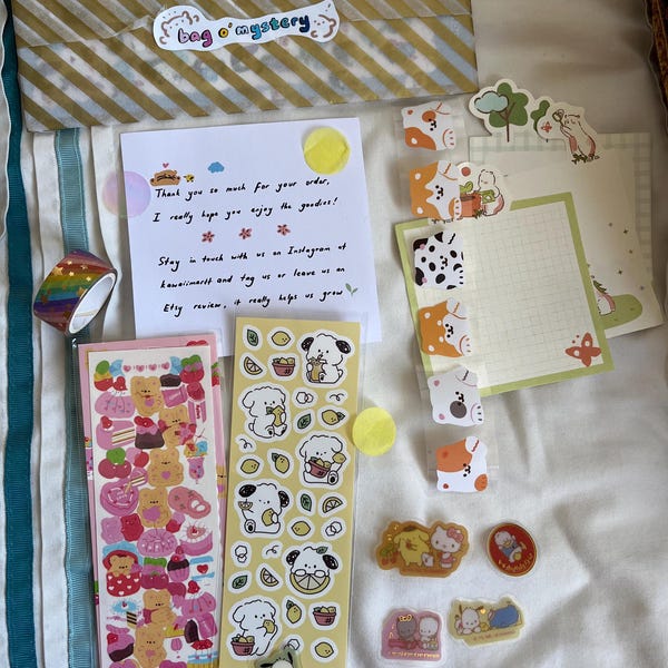 Mystery Cute Korean/japanese Sticker Sheets, Kawaii Stationery, Kawaii ...