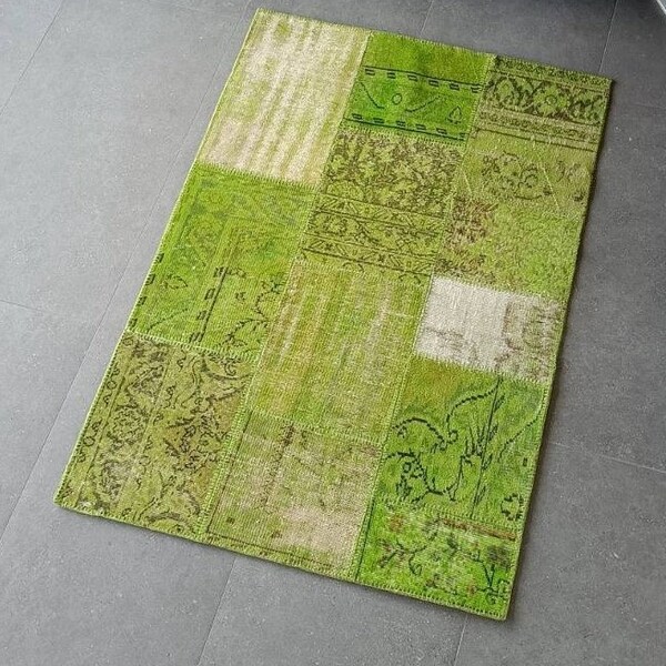 Turkish Patchwork Rug, Vintage Handmade Rug, Home Decor, Anatolian Rug ...