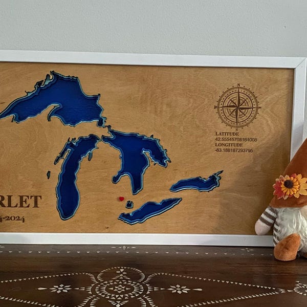 Custom Lake Map, Lake Michigan Map, Lake House Decor, Custom Map, Lake ...