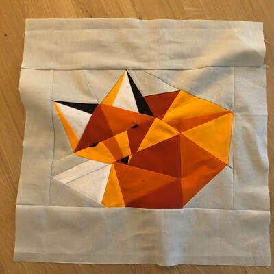 Sleeping Fox Paper Piecing Pattern 16 X 16 Quilt Block Digital PDF - Etsy