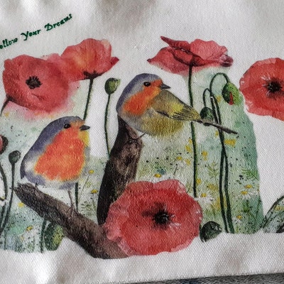 4 Decoupage Paper Napkin of Red Robin & Poppy - Etsy